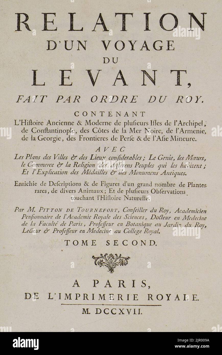 Title page of the second volume of the book - Tournefort Joseph Pitton ...