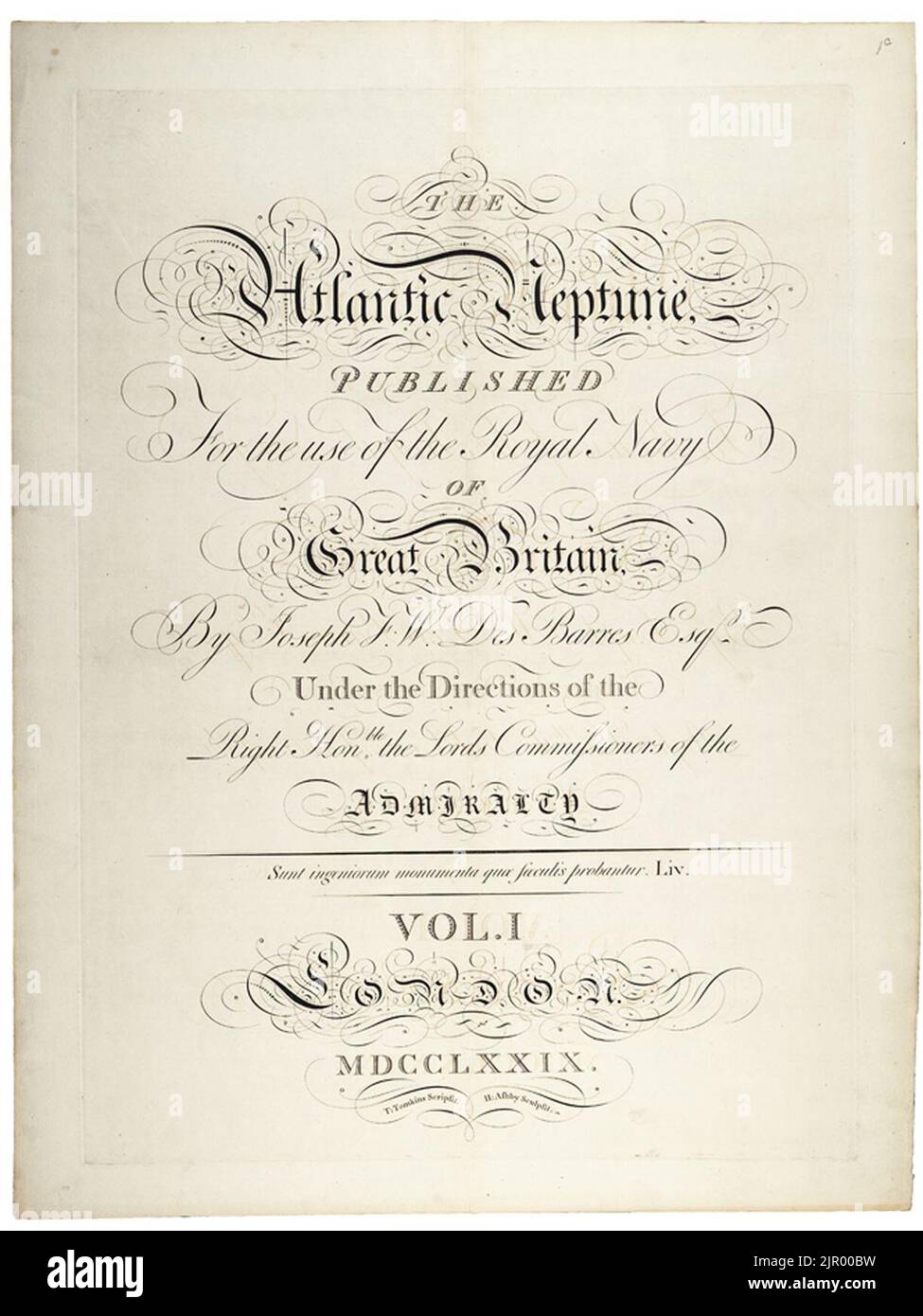 Title page of volume I of the Atlantic Neptune Stock Photo - Alamy