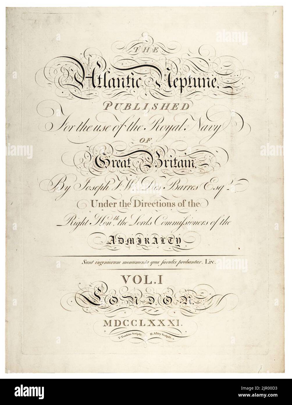 Title page of volume I of the Atlantic Neptune Stock Photo - Alamy