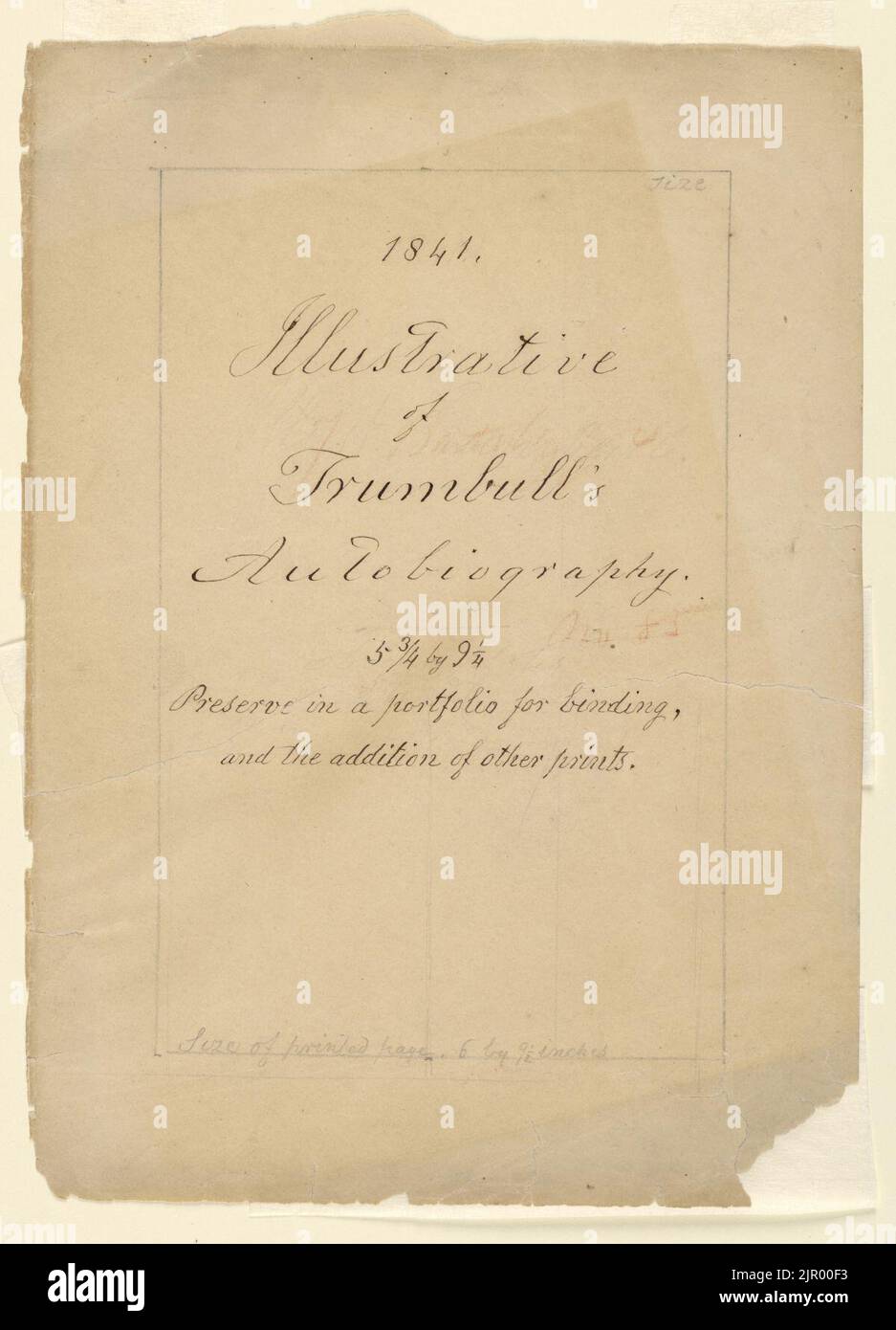 Title Page, Illustrative of Trumbull's Autobiography, ca. 1841 Stock ...