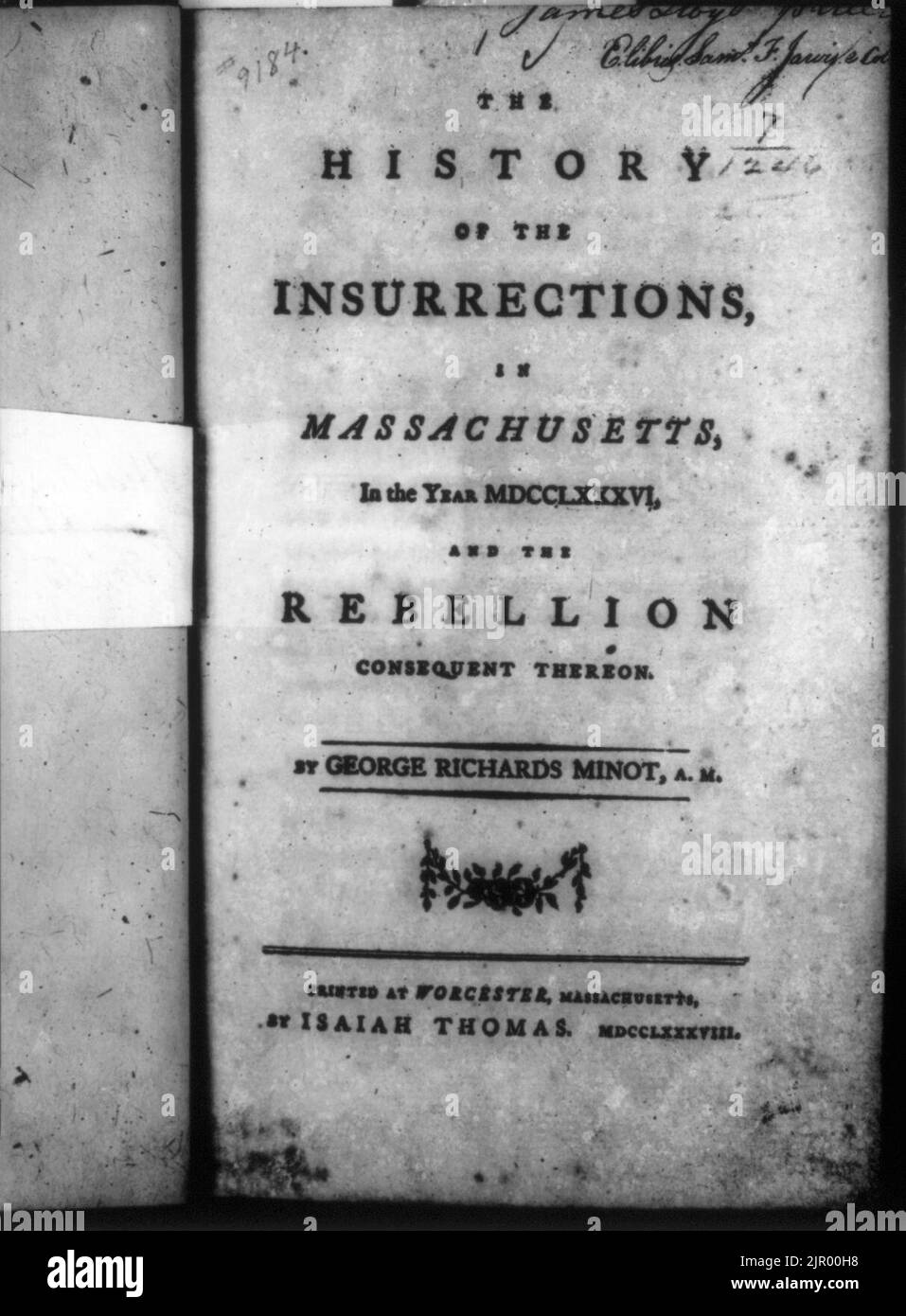 Title page, with no illus., in George Richards Minot, The history of ...