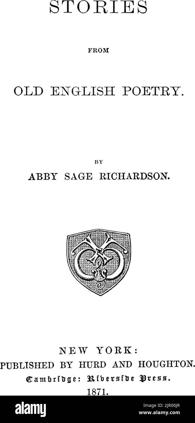 Title page-Stories Old English Poetry-0009-0 Stock Photo - Alamy