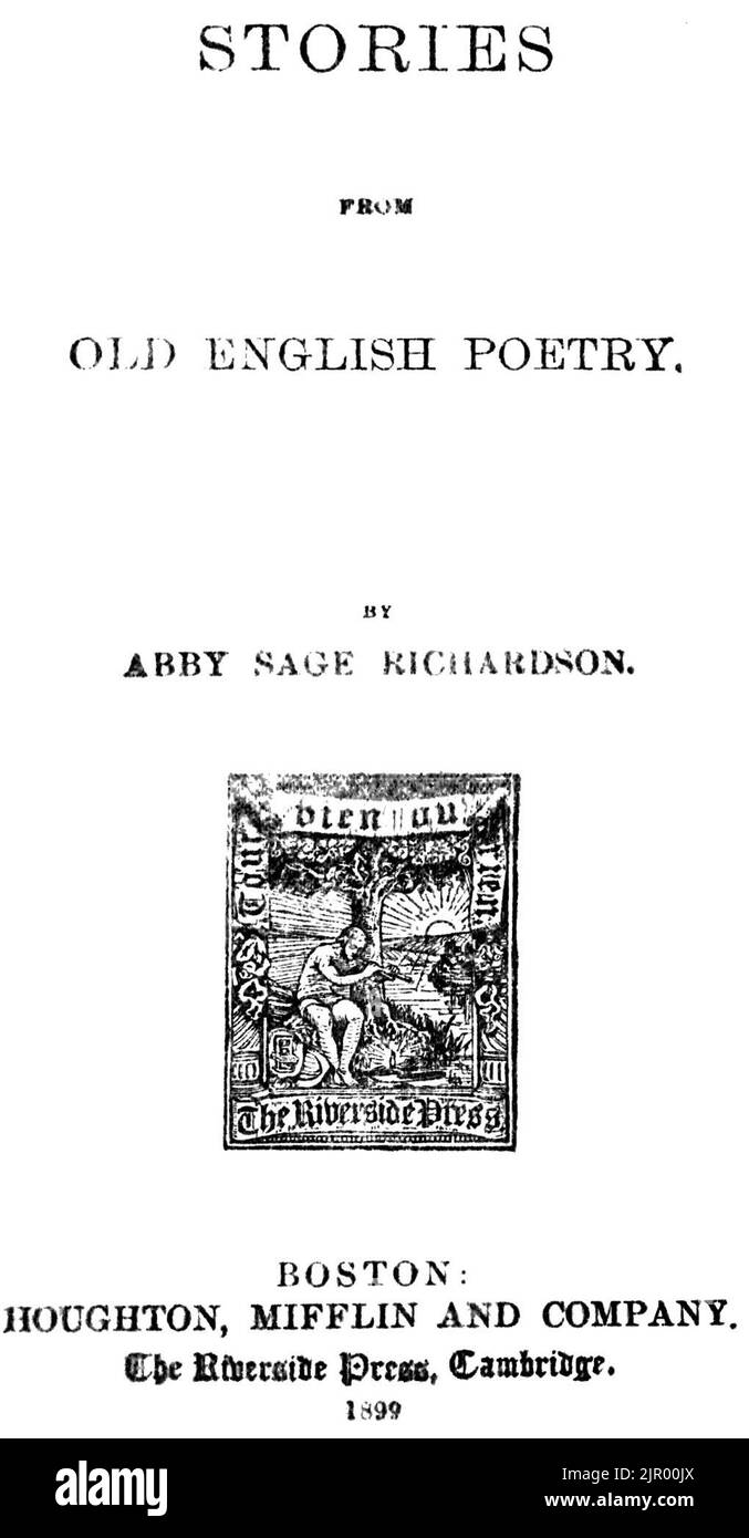 Title page-Stories Old English Poetry-1899-0009-0 Stock Photo - Alamy