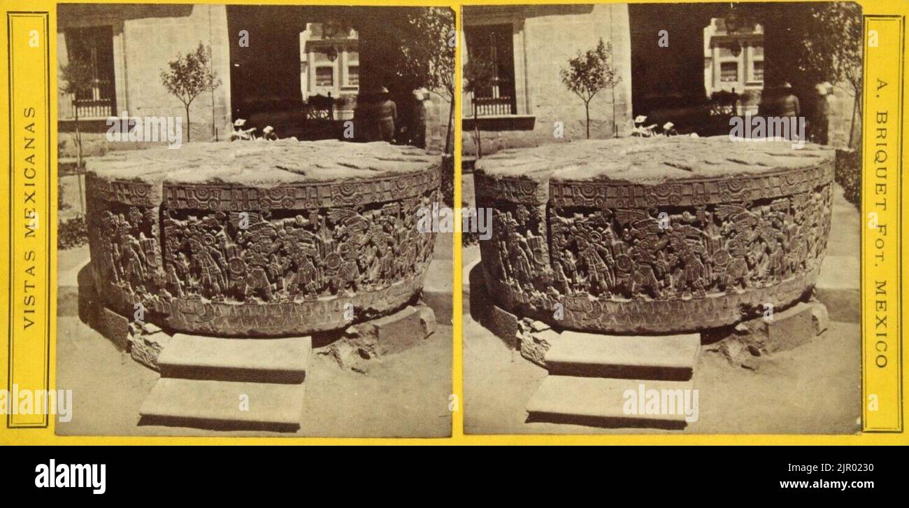 Tizoc Stone on Display in Mexico City Stereo Card Stock Photo - Alamy