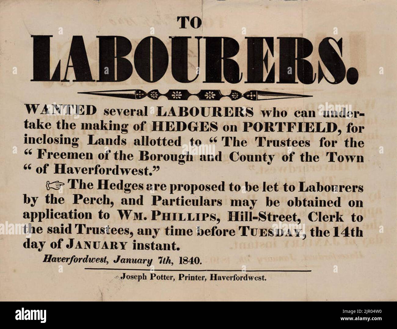 To Labourers poster 1840 Stock Photo - Alamy