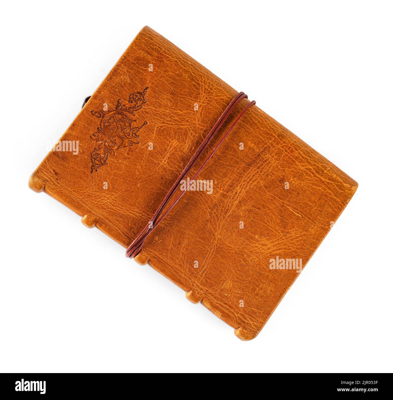 The Antique leather notebook isolated on white background Stock Photo ...