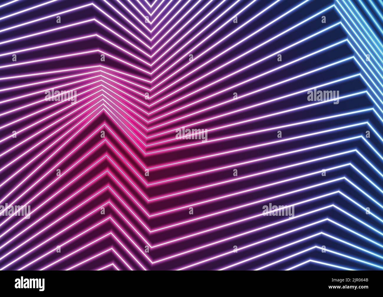 Blue and ultraviolet neon laser glowing curved lines refraction ...