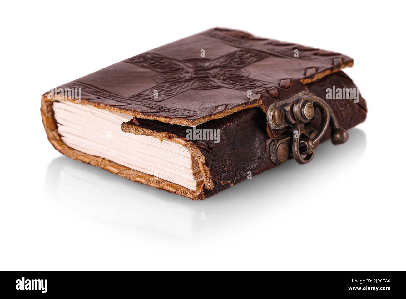 The Antique leather notebook isolated on white background Stock Photo ...