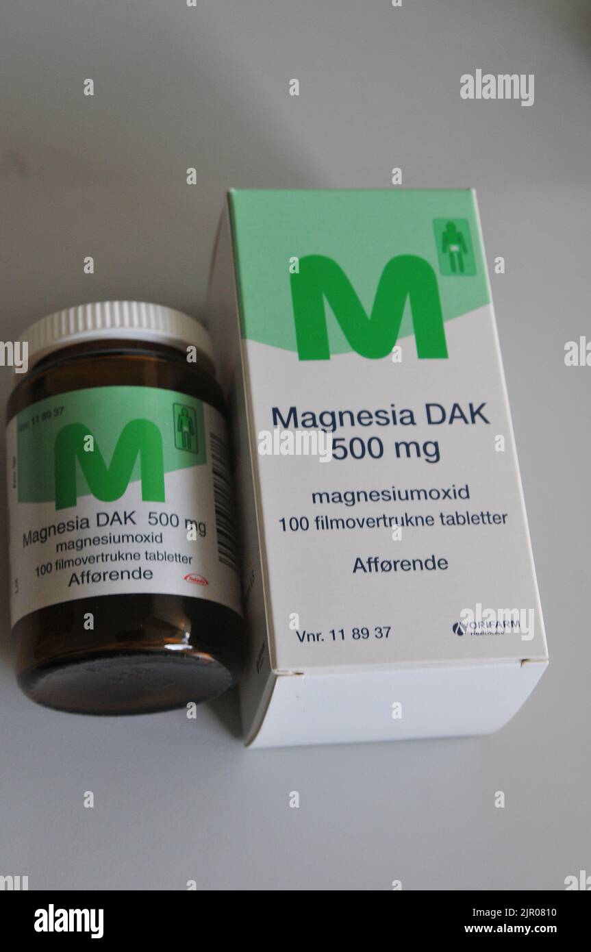 Kastrup/Copenahgen /Denmark/21 August 2022/ Magnesia dak 500 mg tables ...
