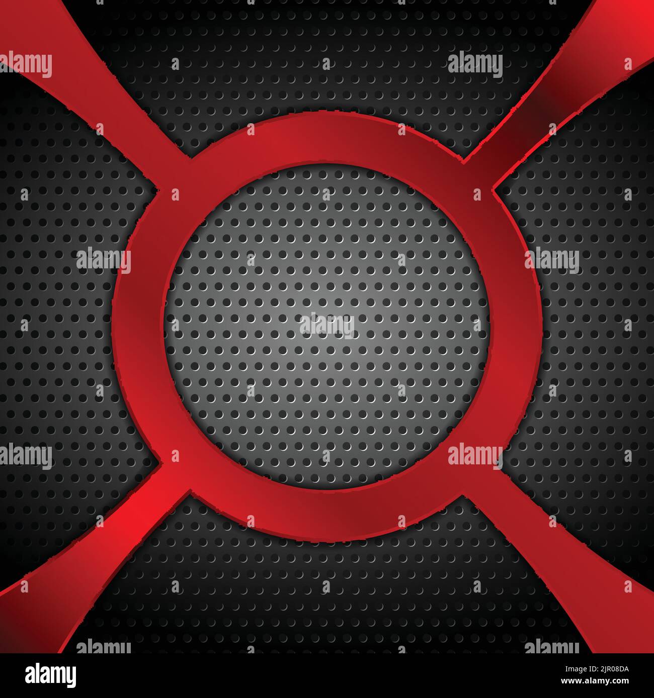 Dark metal perforated background with red circle shape. Vector design ...
