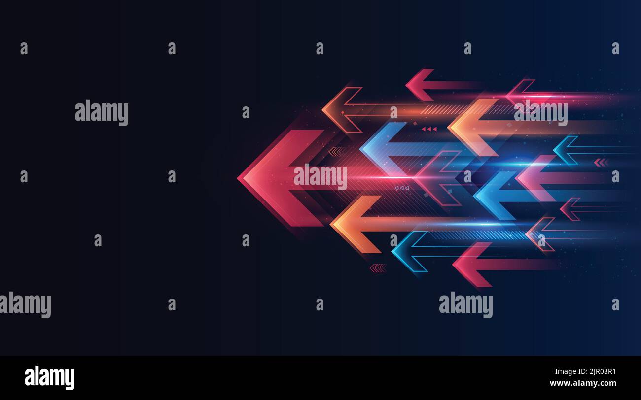 Modern abstract arrows moving at high speed. Colourful dynamic motion ...