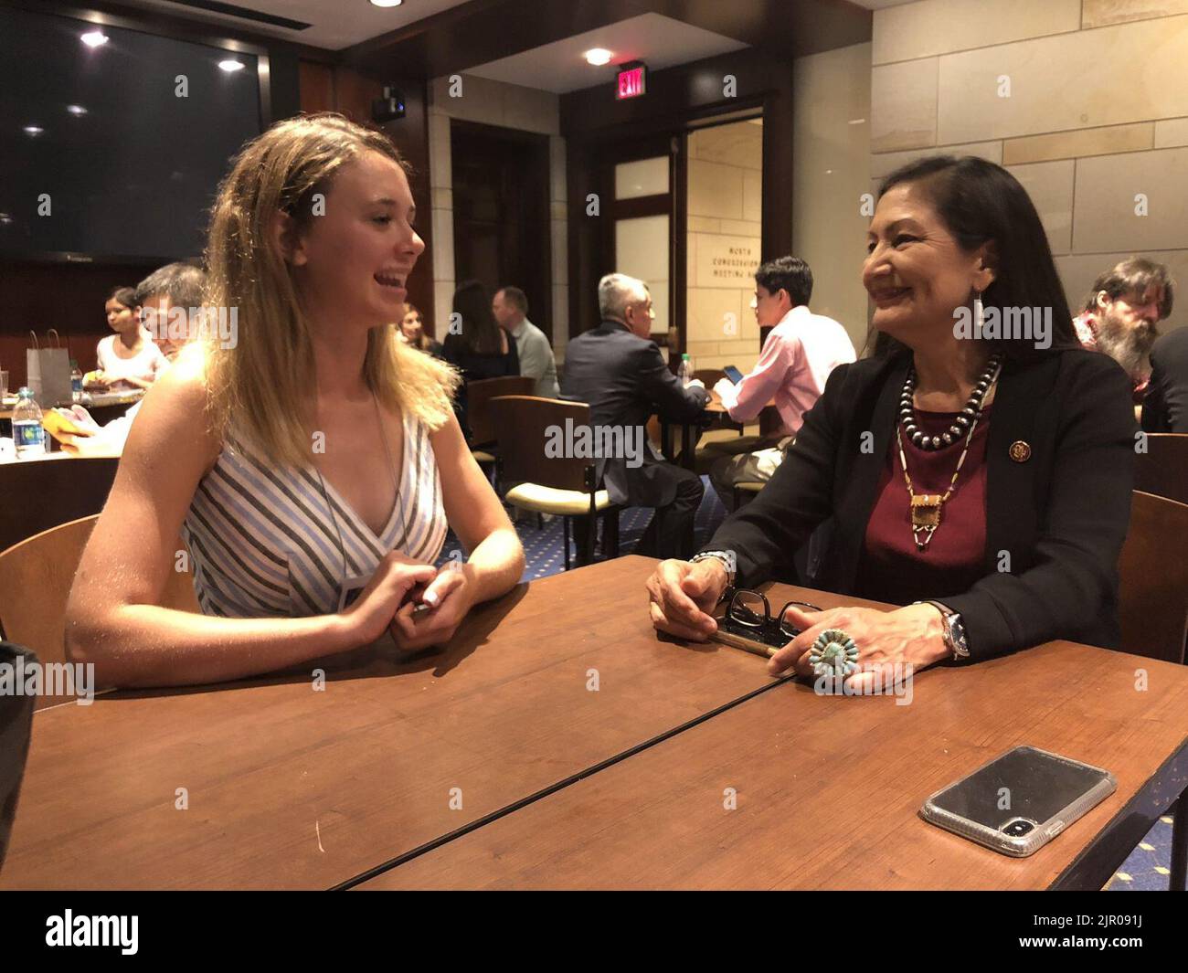 Toby Utterback and Deb Haaland 01 Stock Photo - Alamy