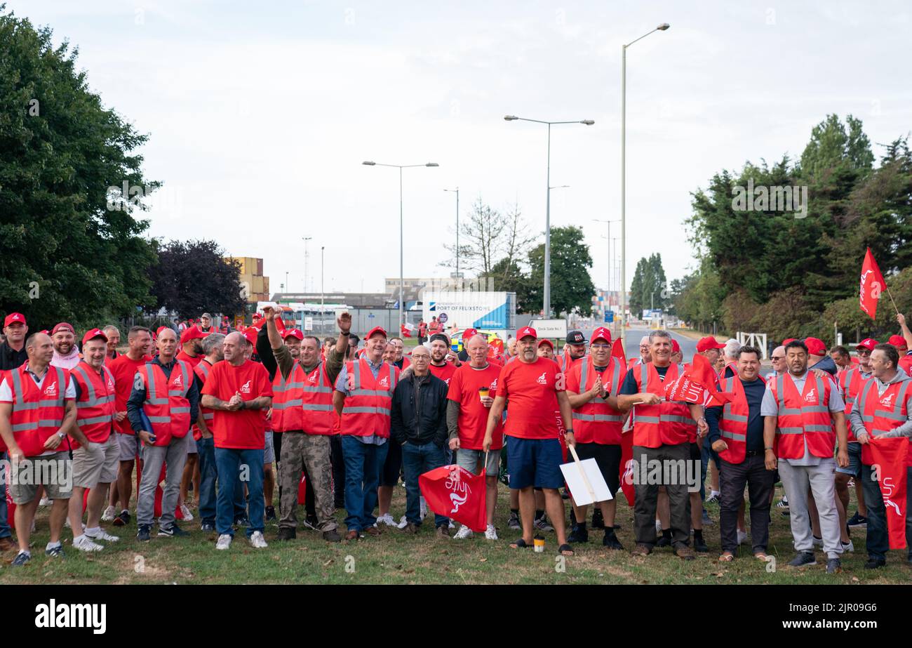 Members of the Unite union man a picket line at one of the entrances to ...