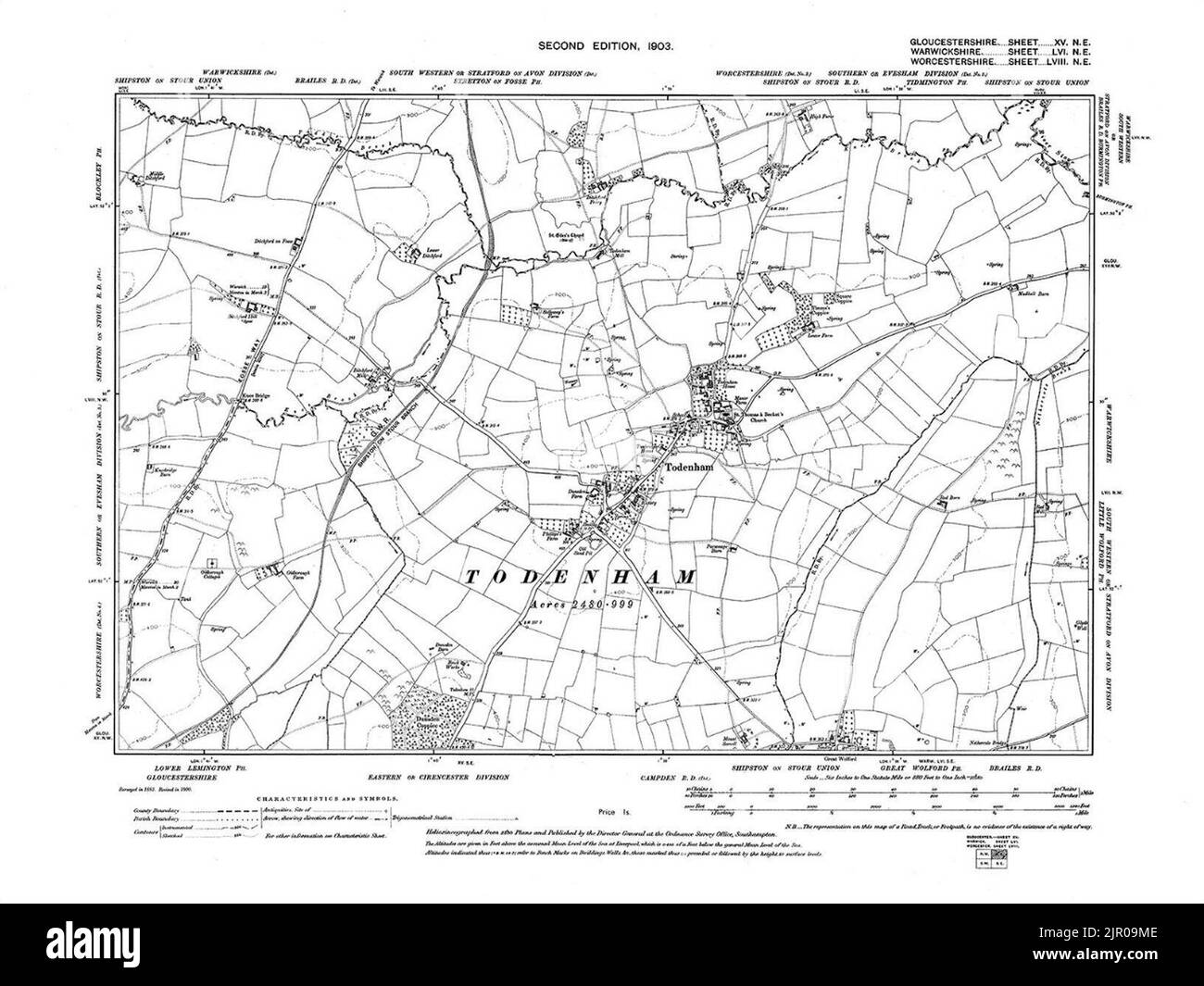 Todenham, Gloucestershire 1903 map Stock Photo - Alamy