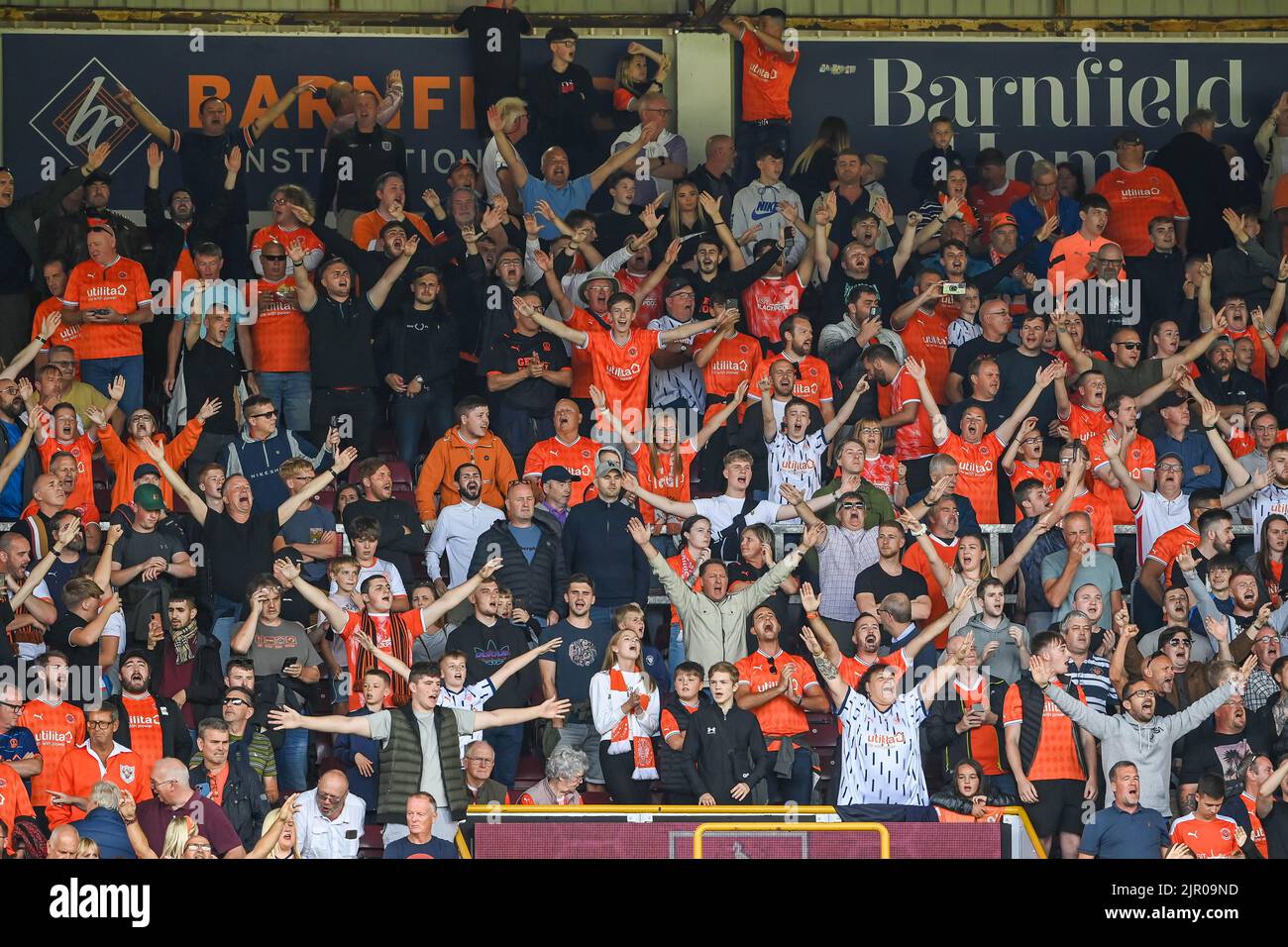 Blackpool fans in attendance at Burnley Stock Photo - Alamy