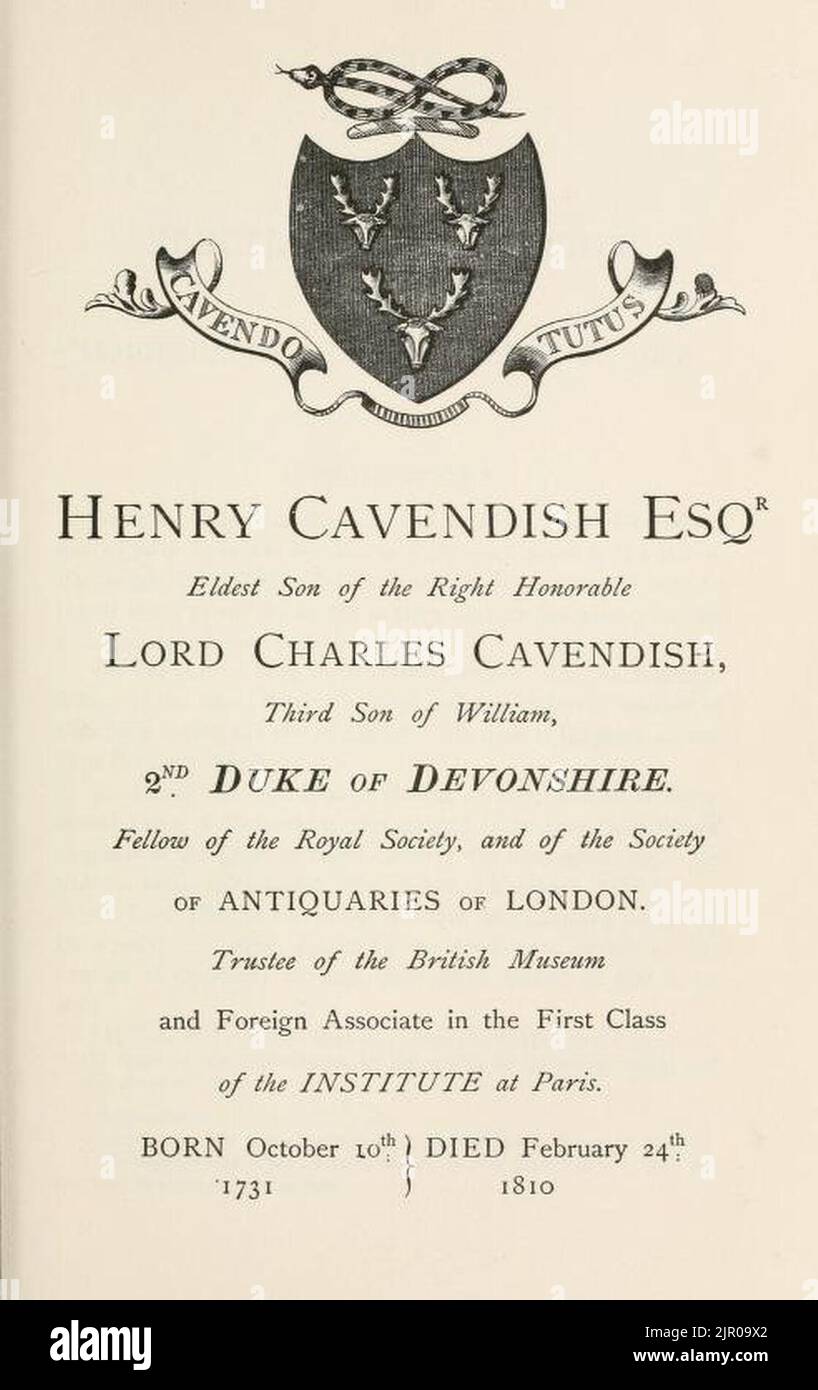 Todesanzeige Henry Cavendish Stock Photo - Alamy