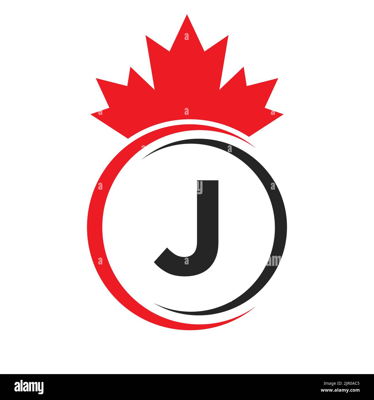 Letter J Maple Leaf Logo Template Symbol of Canada. Minimal Canadian ...