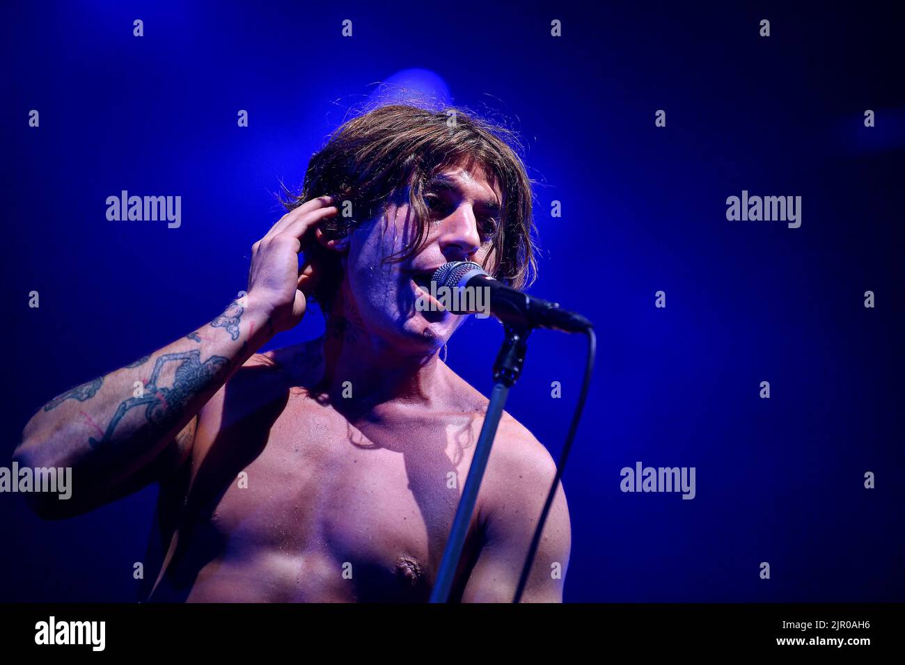 Anfiteatro Ivan Graziani, Alghero, Italy, August 20, 2022, Rkomi during ...