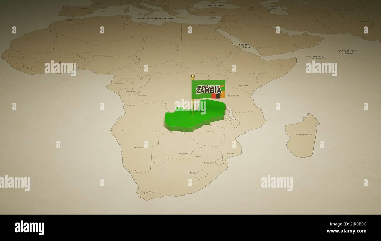3d rendering Zambia maps and flags. Social Media post template Stock ...