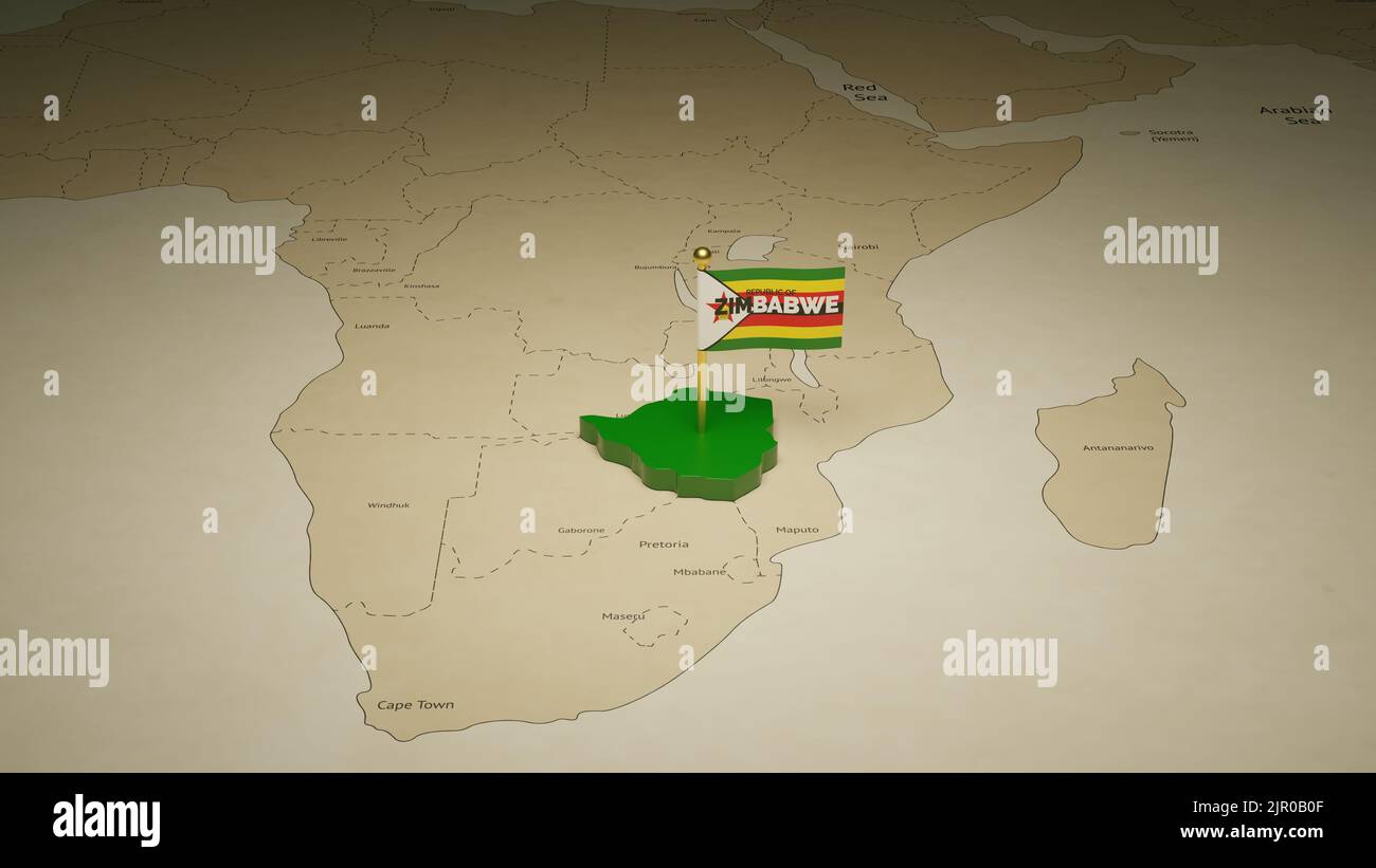 3d rendering Zimbabwe maps and flags. Social Media post template Stock ...