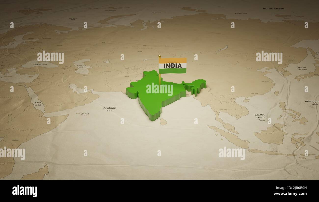 3d map illustration india flag hi-res stock photography and images - Alamy