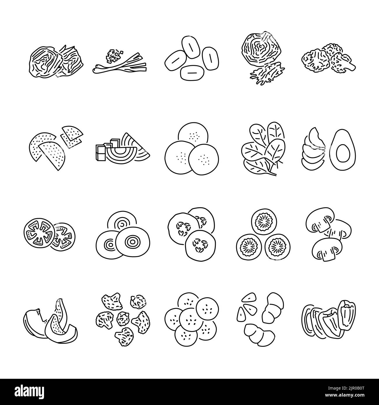 Vegetables color line icons set. Pictograms for web page Stock Vector ...