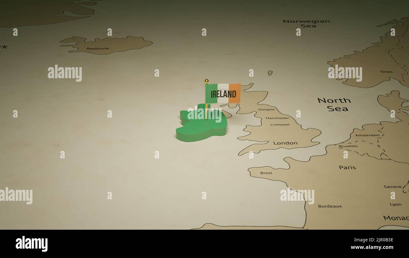 Ireland 3d map design with a freedom post. Web banner ads - Social ...