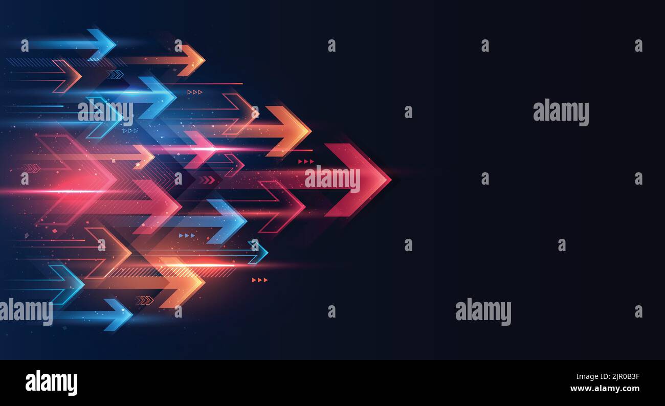 Modern abstract arrows moving at high speed. Colourful dynamic motion ...
