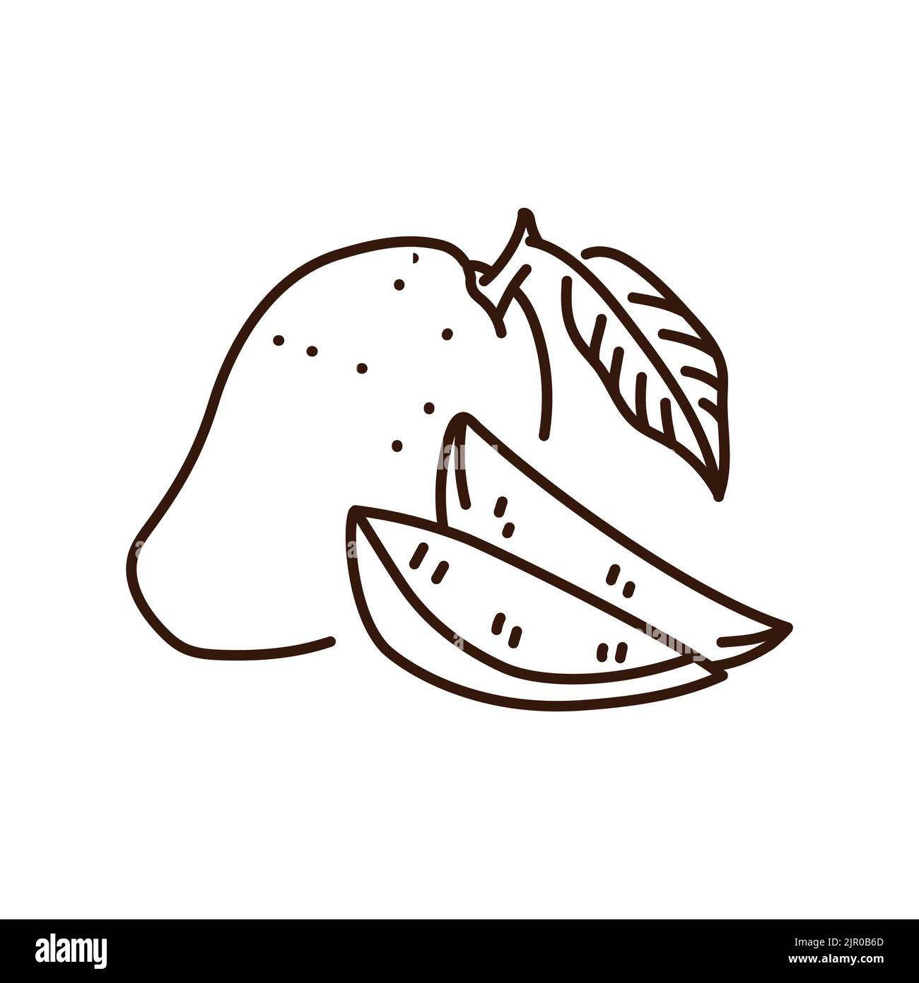 Mango and slices color line icon. Tropical fruit Stock Vector Image ...