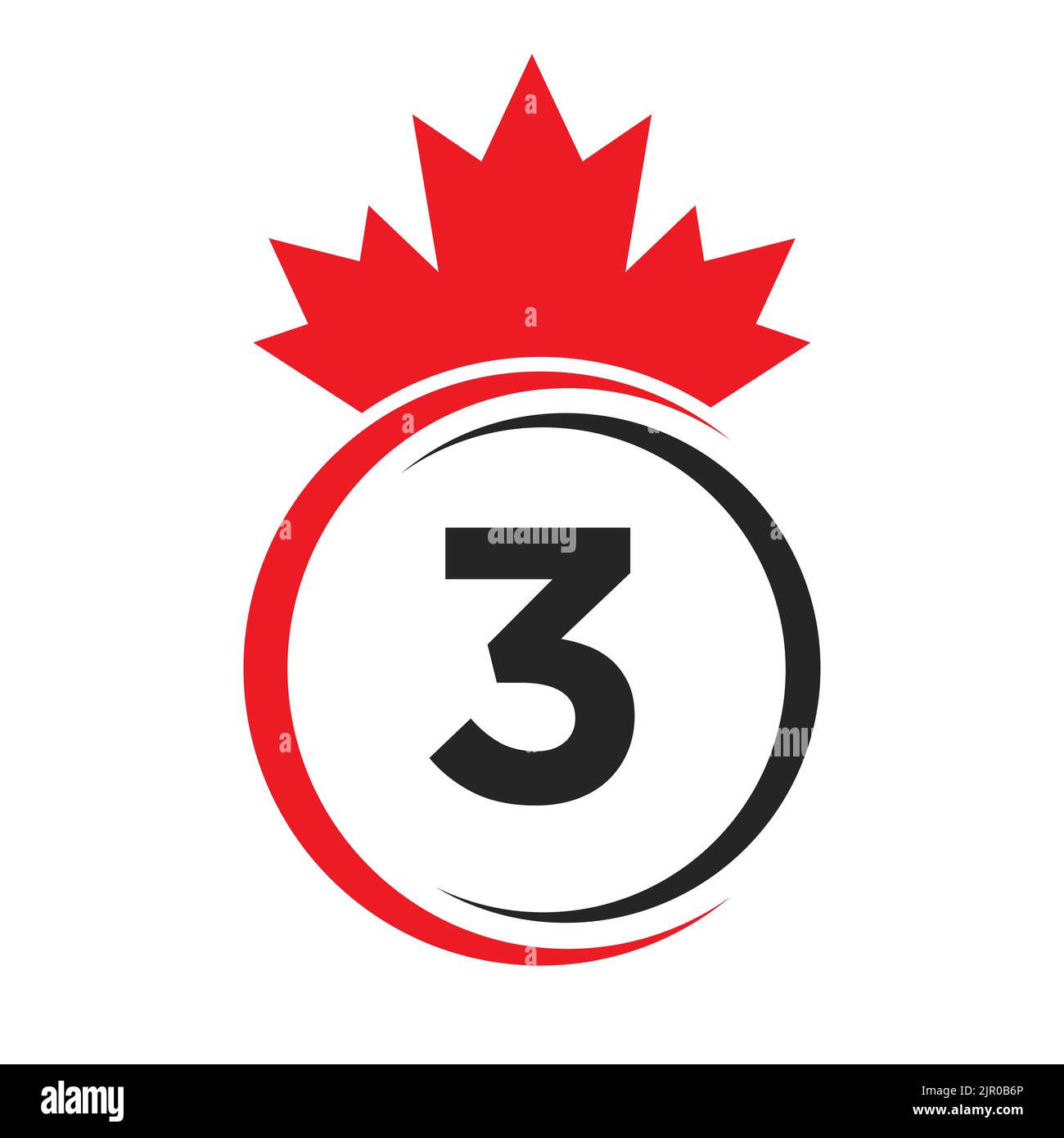 Letter 3 Maple Leaf Logo Template Symbol of Canada. Minimal Canadian ...