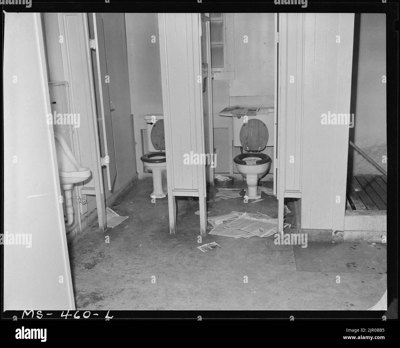 Toilet facilities in miner's bachelor quarters in company housing ...