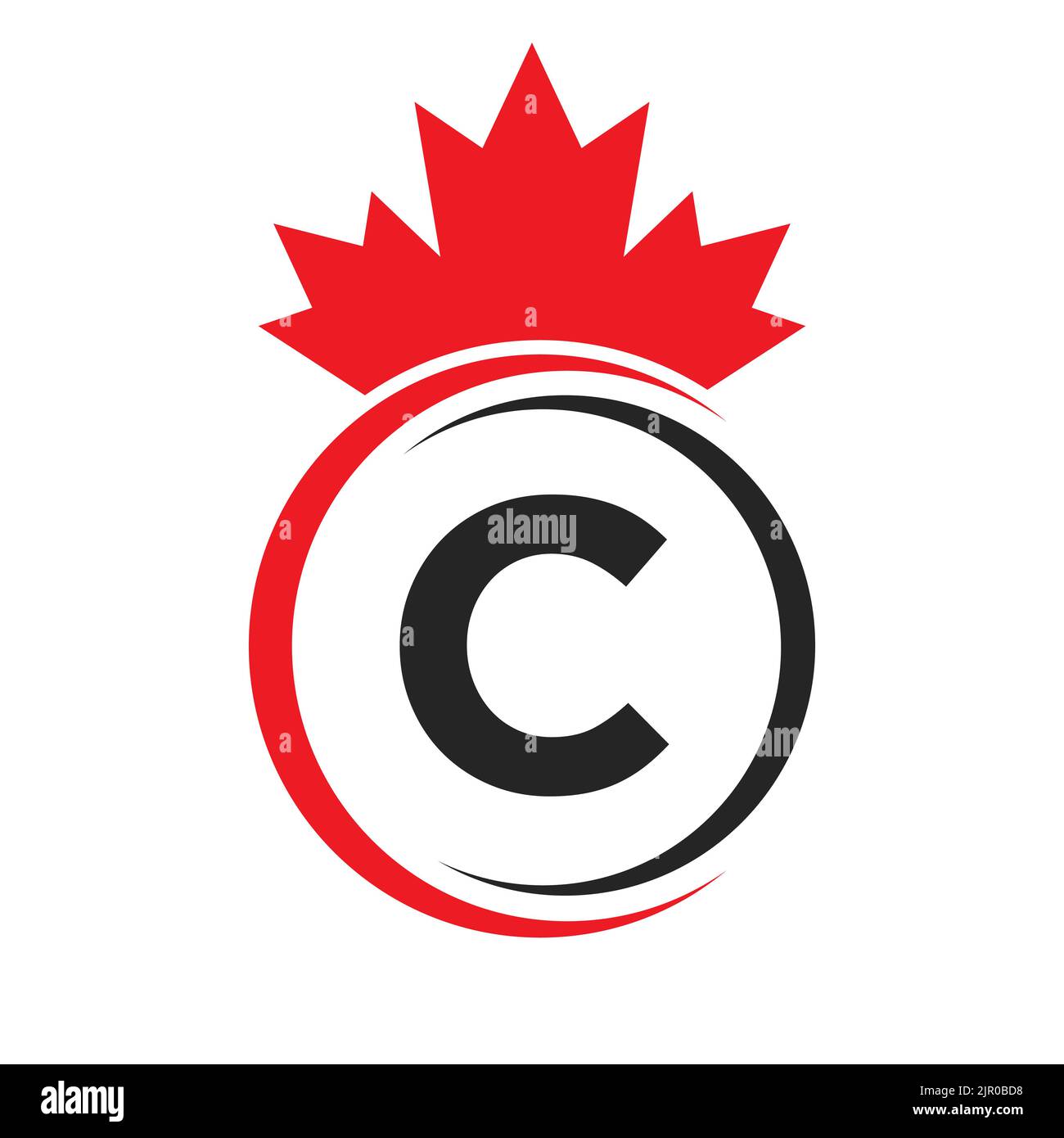 Letter C Maple Leaf Logo Template Symbol of Canada. Minimal Canadian ...