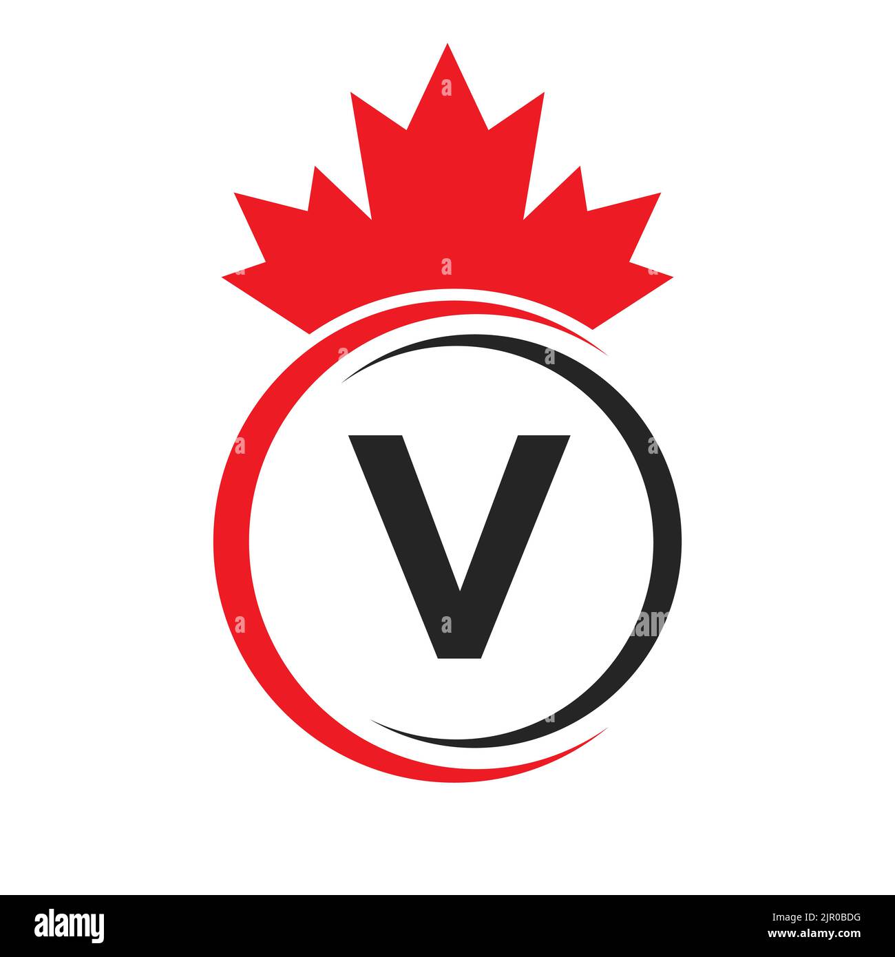 Letter V Maple Leaf Logo Template Symbol of Canada. Minimal Canadian ...