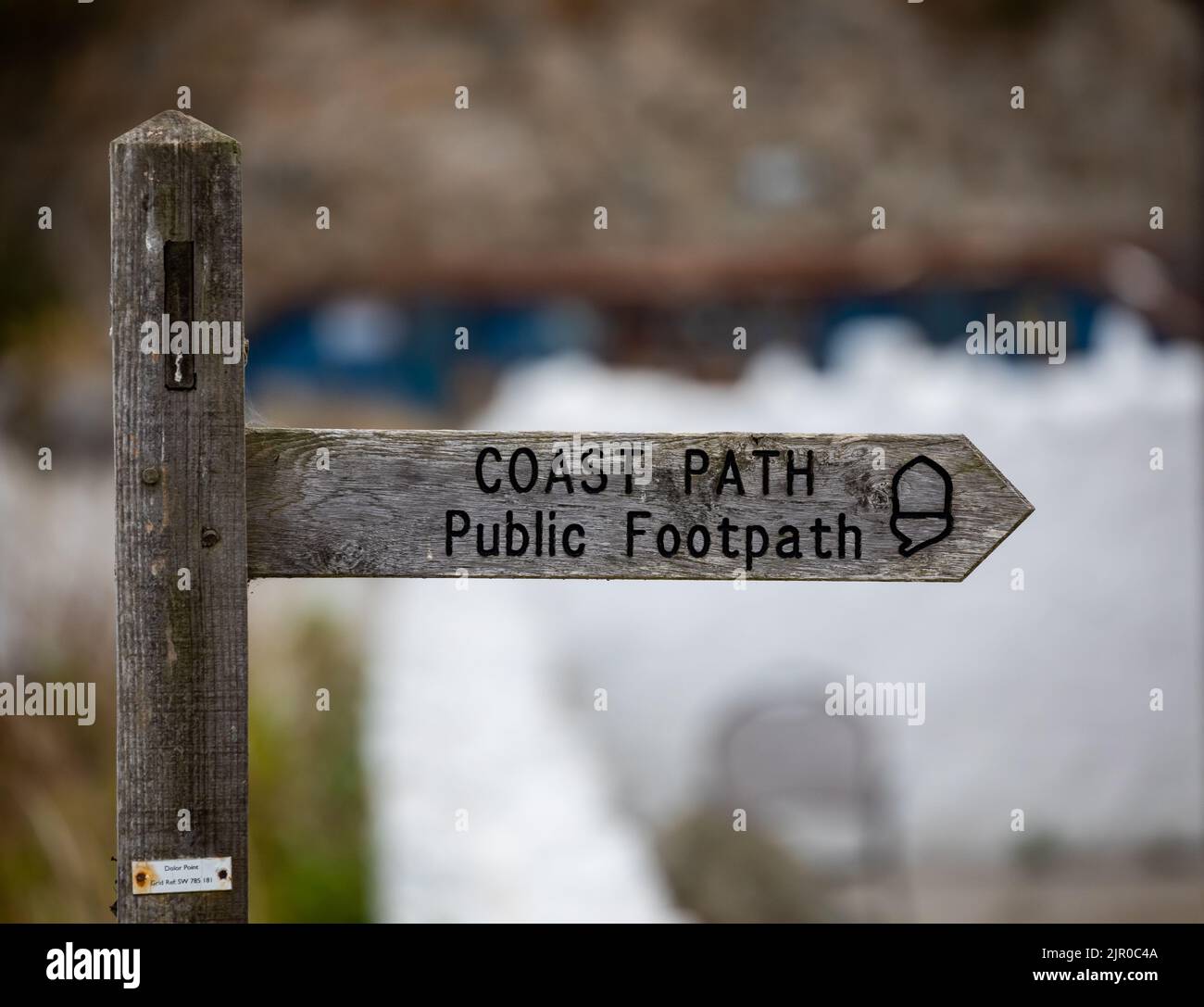 Coast Path, Public Footpath sign in Coverack, Cornwall, UK Stock Photo ...
