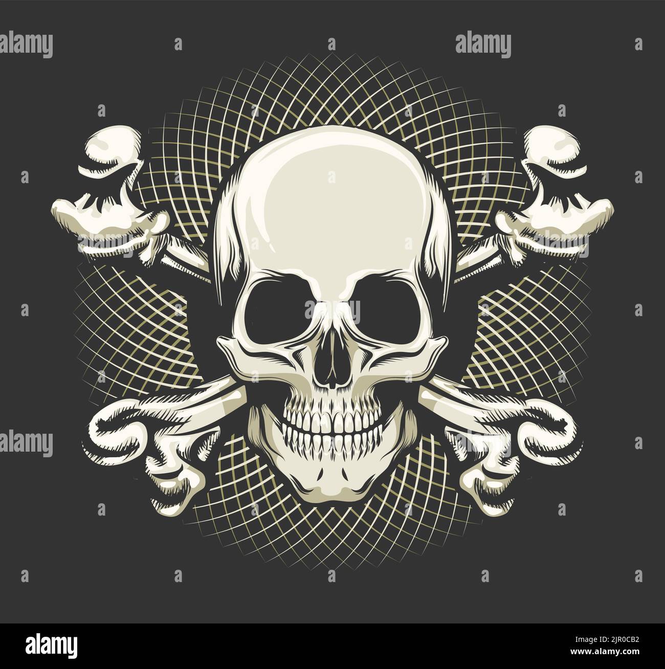 Emblem of Human Skull and Crossbones. vector illustration Isolated on ...