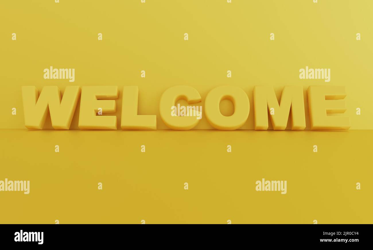 WELCOME to the team sign 3D rendering illustration isolated on yellow ...