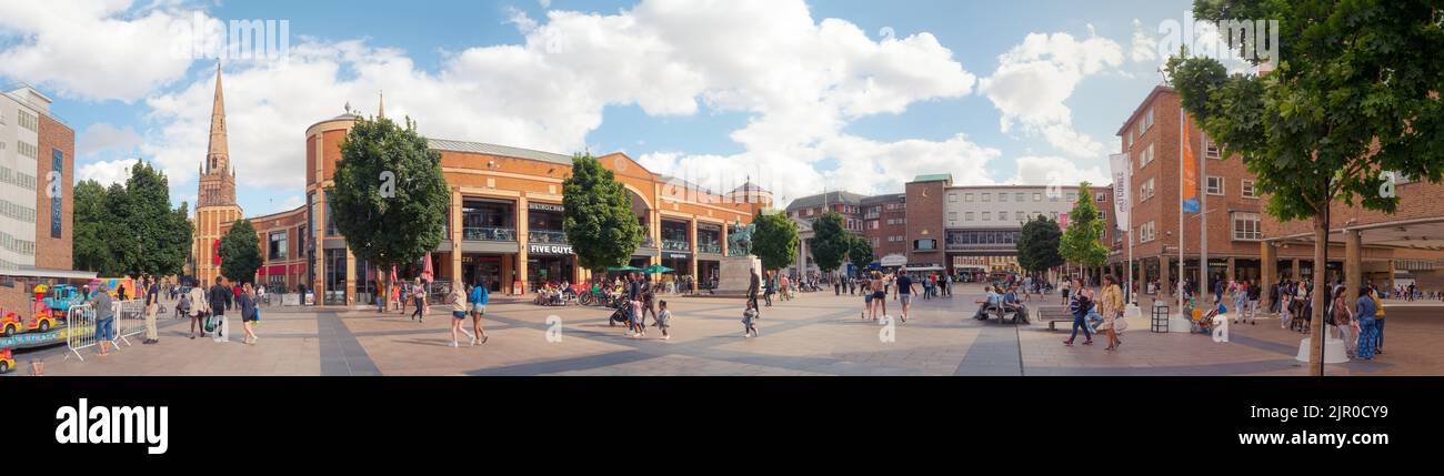 A panorama of Coventry City Centre, UK. This is Broadgate Square, which ...