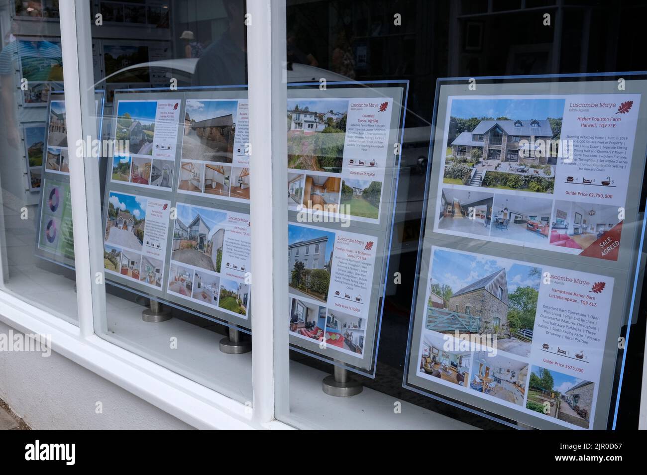 estate agents window display,totnes market town,south devon,uk august ...