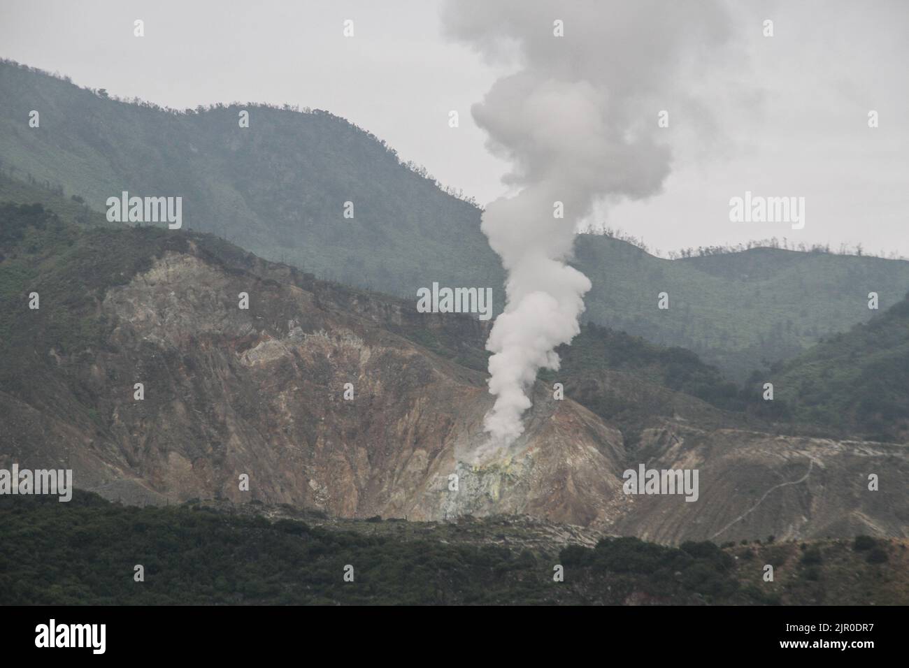 Garut, West Java, Indonesia. 21st Aug, 2022. Sulfur smoke is seen from ...