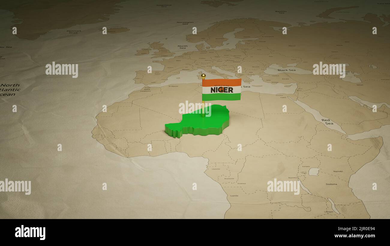 3d rendering independence day of Niger national flag flying on country ...