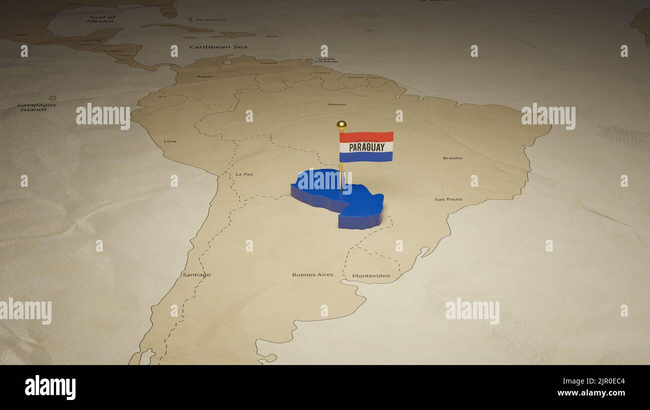 Paraguay Independence day celebrate with 3d map and flag Stock Photo ...