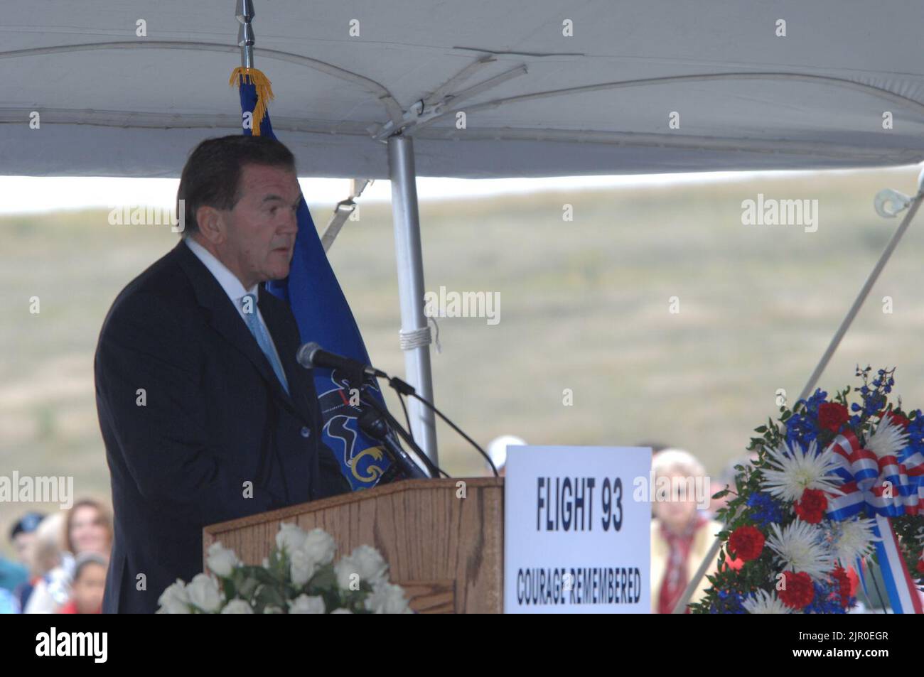 Tom Ridge speaking at the commemoration honoring the passengers of ...