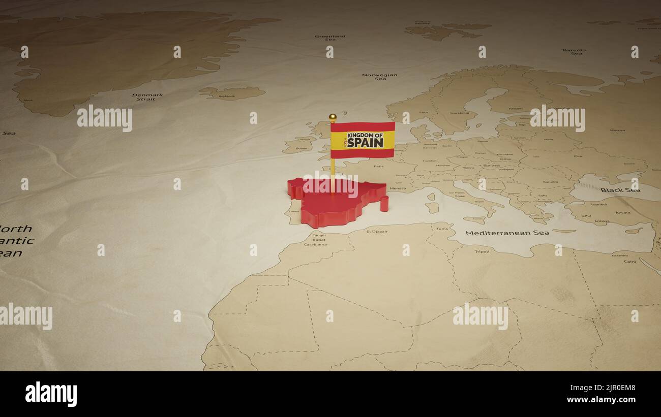 Spain Social media post with 3D rendering map and flag for celebrate ...