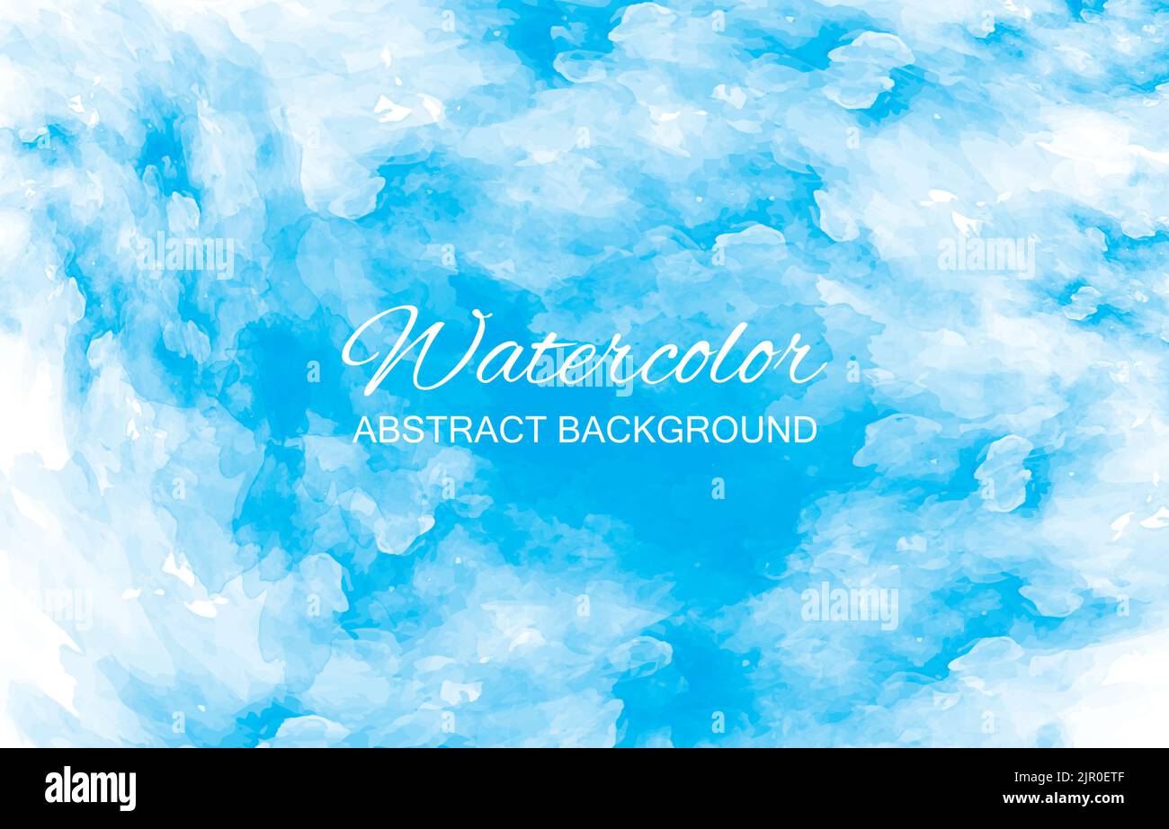 Abstract blue sky with clouds watercolor horizontal texture rectangle ...