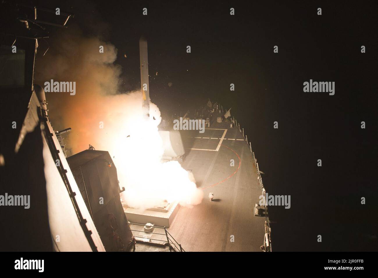 Tomahawk launch from USS Arleigh Burke (DDG-51) in September 2013 Stock ...