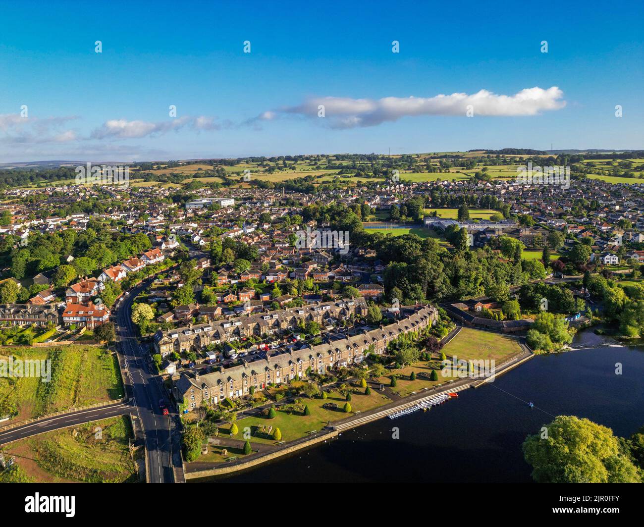 Aerial view of Otley town centre. A market town in West Yorkshire ...