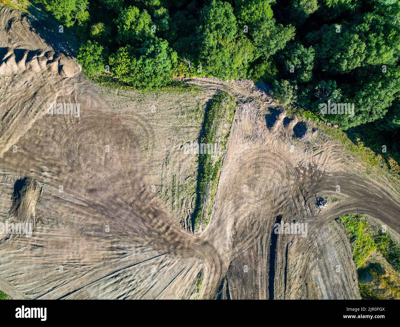 Aerial view of Blackhill Quarry, West Yorkshire, an aggregate quarrying ...