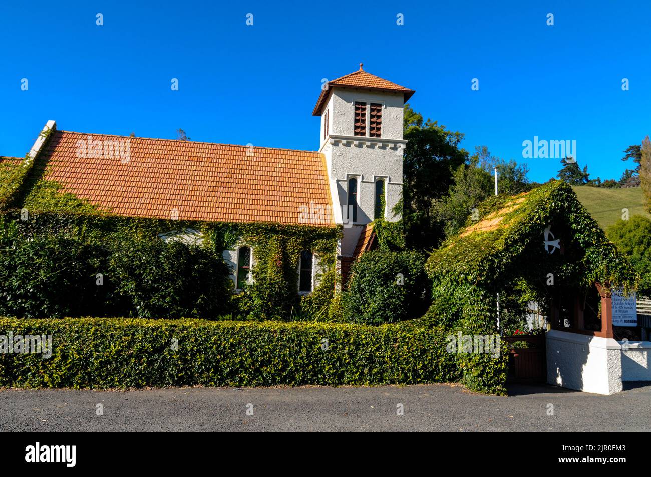 A creeper covered Eskdale War Memorial Church in Eskdale near Napier on ...