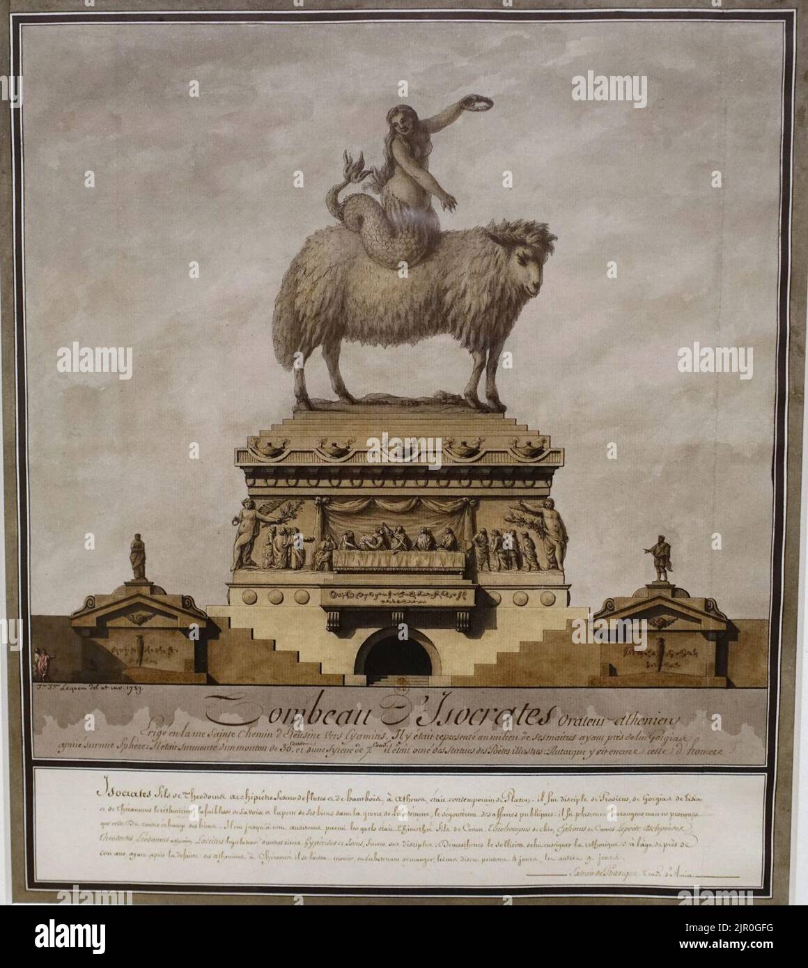 Tomb of Isocrates, Athenian Orator, by Jean-Jacques Lequeu, 1789, pen ...