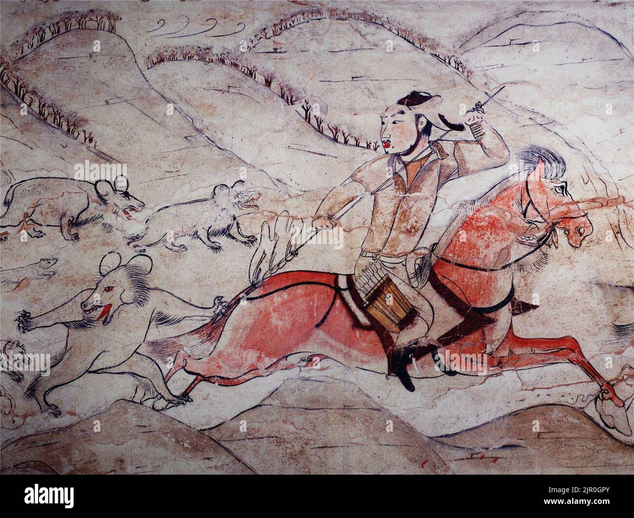 Tomb of Northern Qi Dynasty in Jiuyuangang, Xinzhou, Mural 29 Stock ...